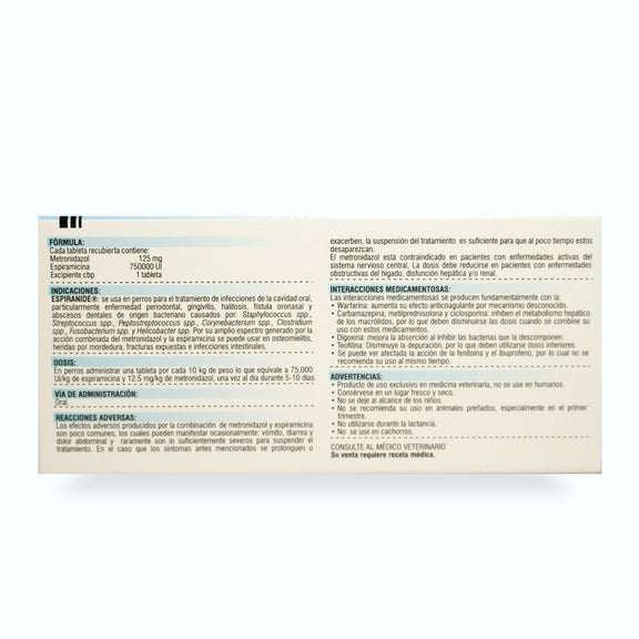 Desparasitante Interno Espiranide 125 mg Caja C/10 Tabs. – TayPets